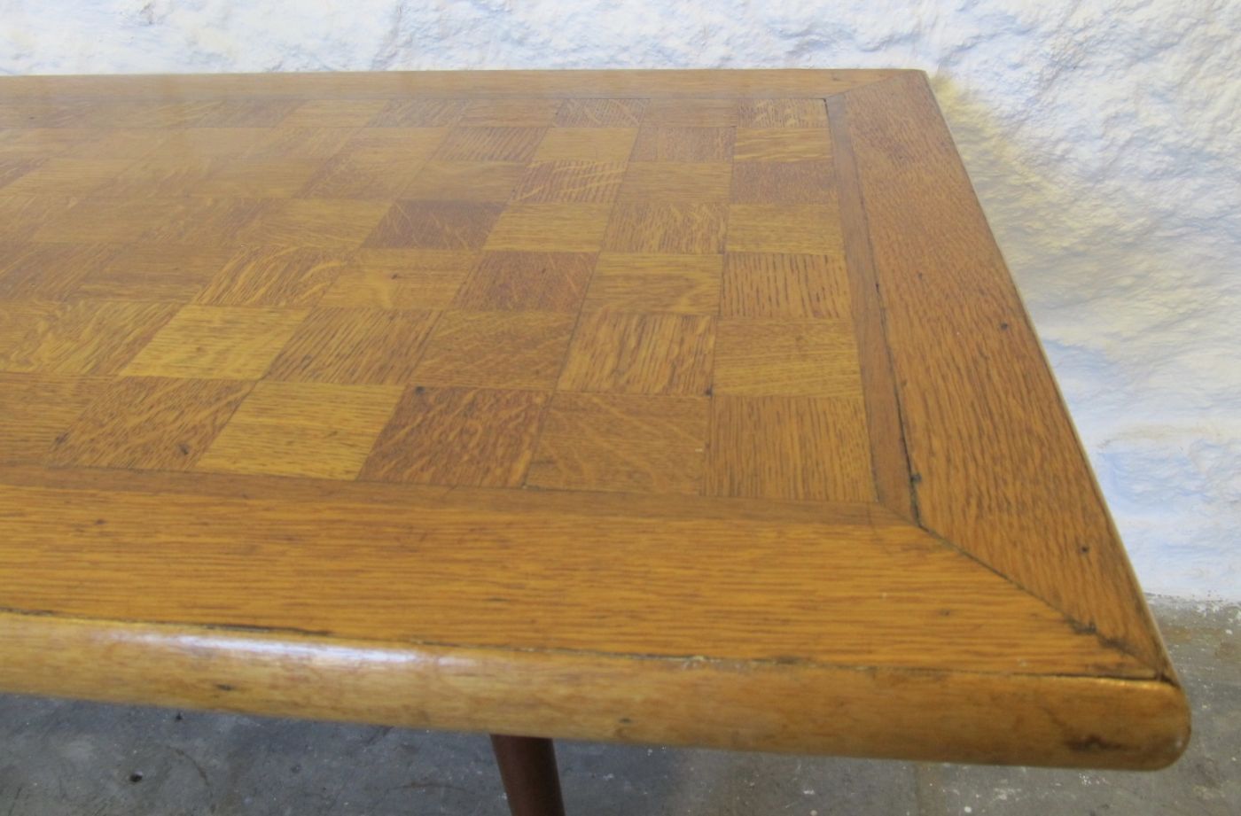 Mid-century parquet top coffee table